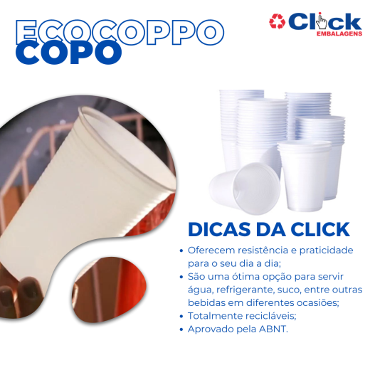 Copo PP Branco 180ML - 100 Unidades - Click Embalagens